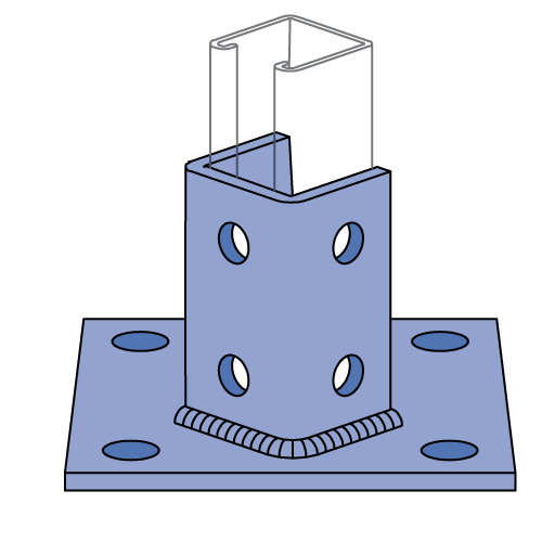 White Cap | Unistrut 4 Hole Electro Galvanized Square Post Base