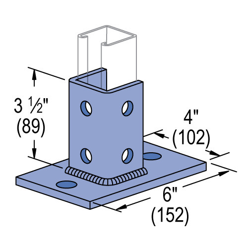 White Cap | Unistrut 1-5/8 x 1/4" Electro Galvanized Steel Post Base