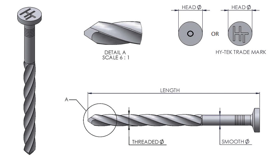 White Cap | 2-1/4"X.120M SCREW SHANK 4M/BOX HYTEK