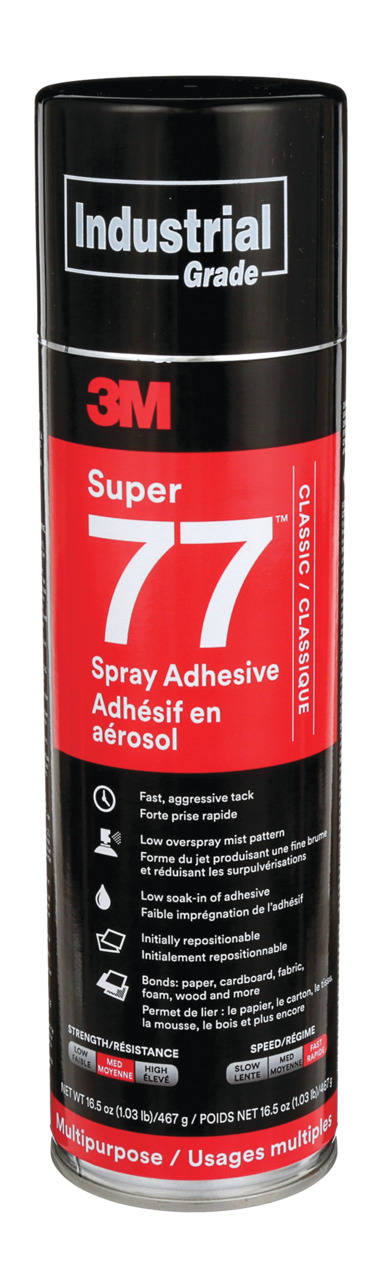 White Cap | 3M Super 77 Multipurpose Spray Adhesive, 24Oz Can, 12/Case