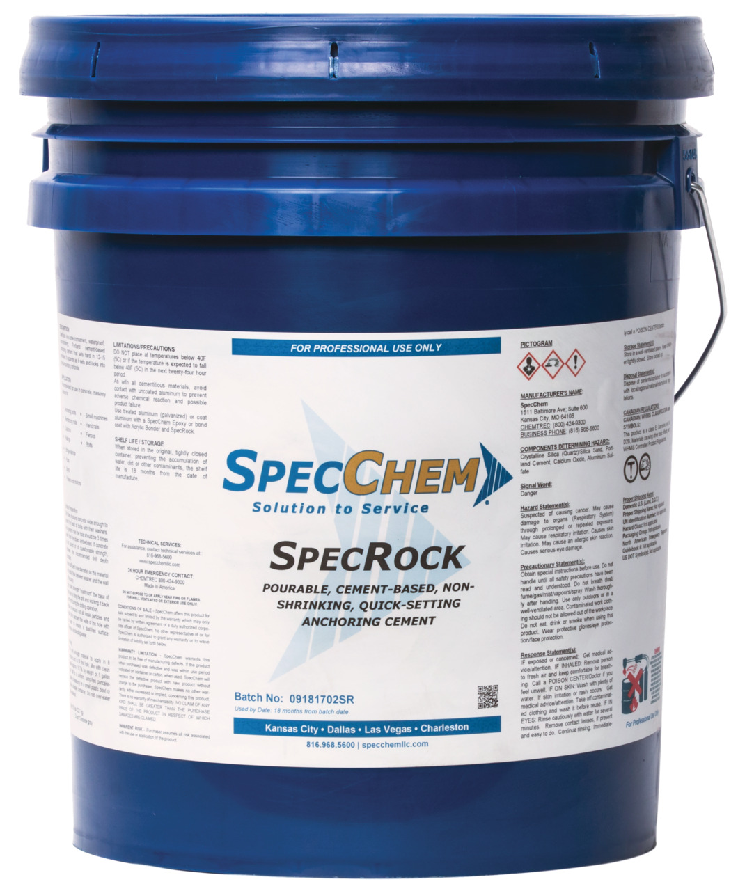 White Cap | SpecChem SpecRock Nonshrink Anchor Cement 50 lb.