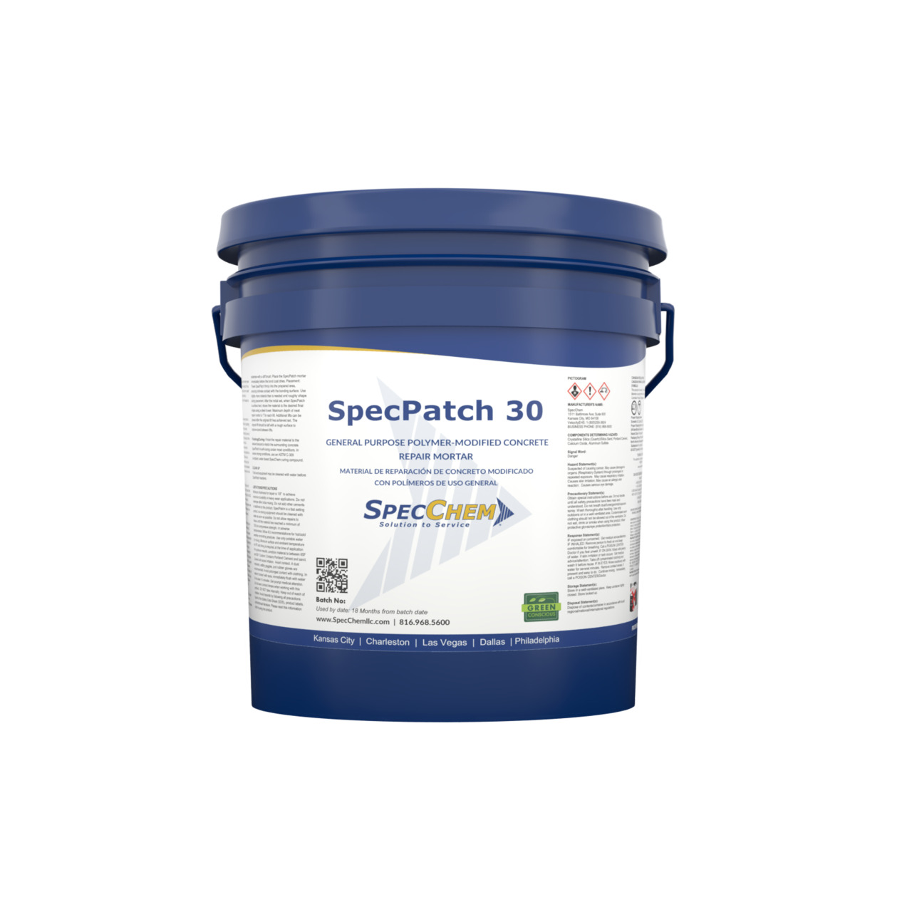 White Cap | SpecChem 50 Lb Pail SpecPatch 30 Repair Mortar