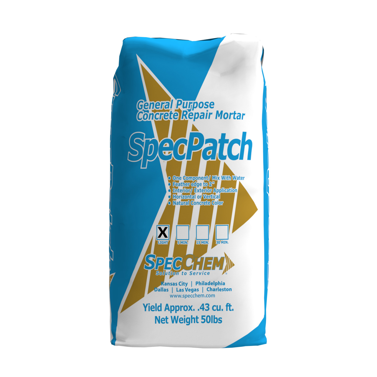 White Cap | SpecChem | SpecChem SpecPatch Light Gray Repair Mortar 50lb bag