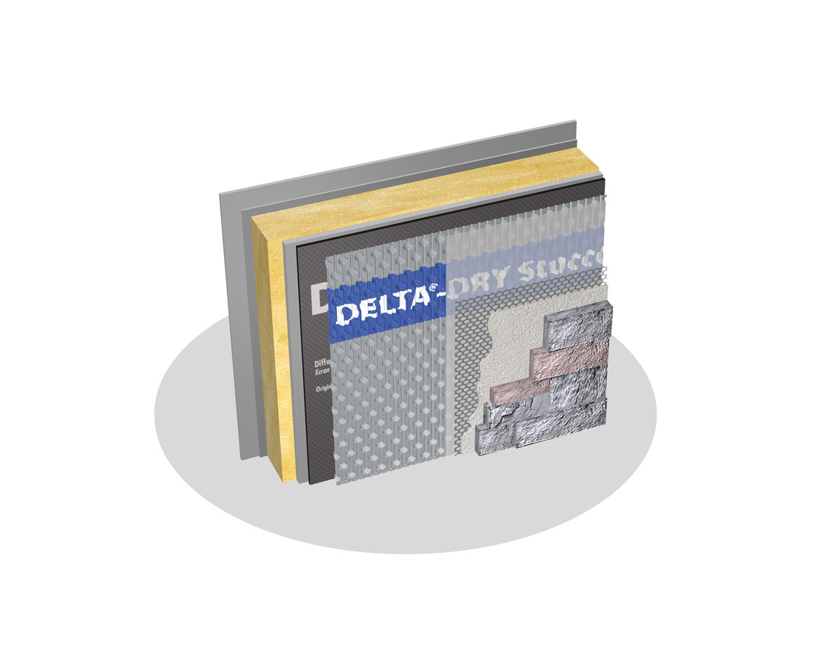 White Cap | Delta 3'3"X46' Dry Stucco and Stone Ventilated Rainscreen