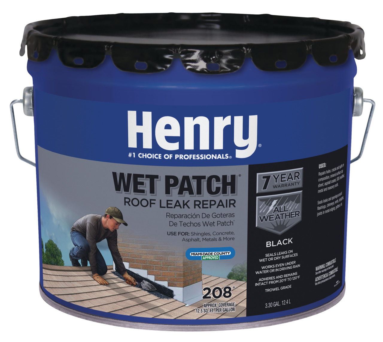 White Cap | Henry 208 Wet Patch Black Roof Repair 3.5 Gal.