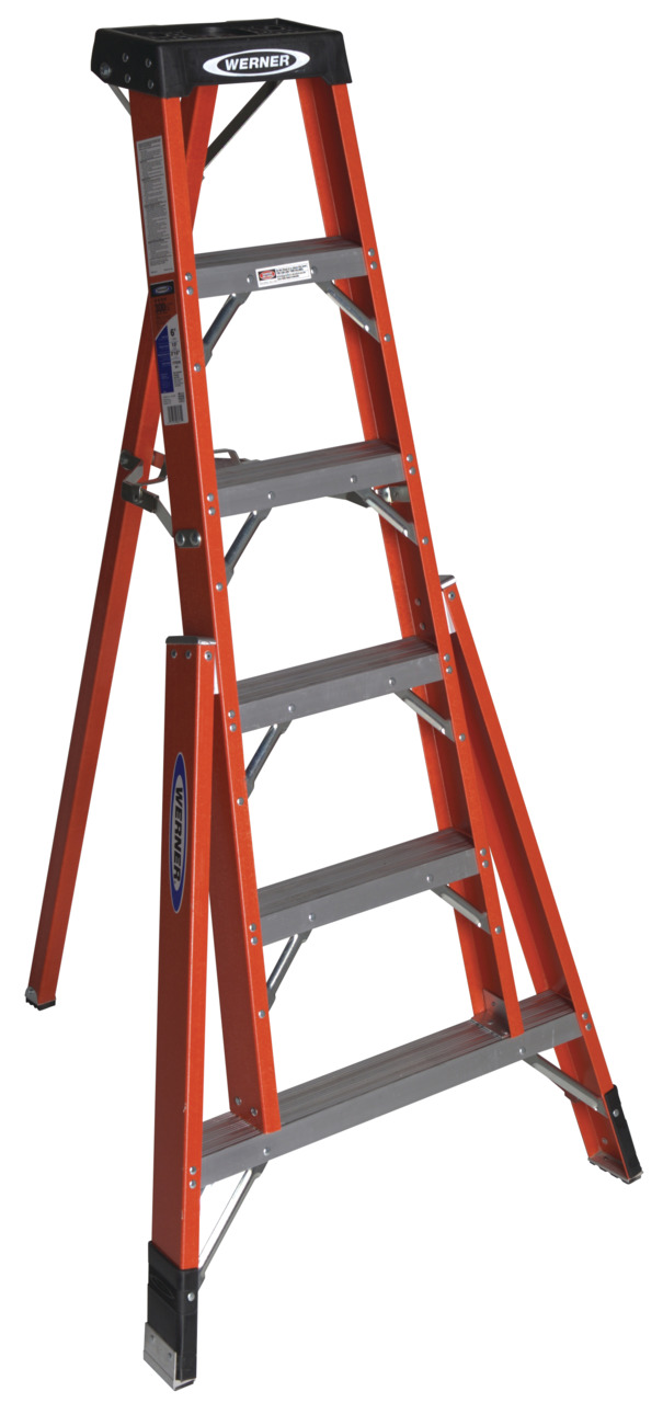 White Cap | Werner 6' Type IA Fiberglass Tripod Step Ladder 300 lb. Rating