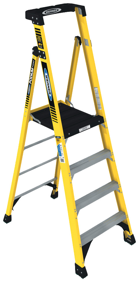 White Cap | Werner 4' Fiberglass Podium Ladder, TIAA 375 lb.