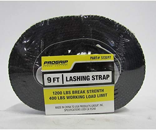 White Cap | Progrip 2'X1" Black Webbing Lashing Strap with Aero Cambuckle