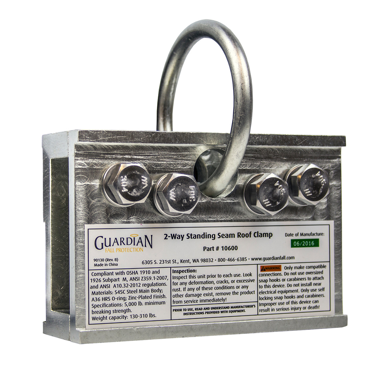 White Cap | Guardian Fall Protection 2-Way Universal Standing Seam Roof ...