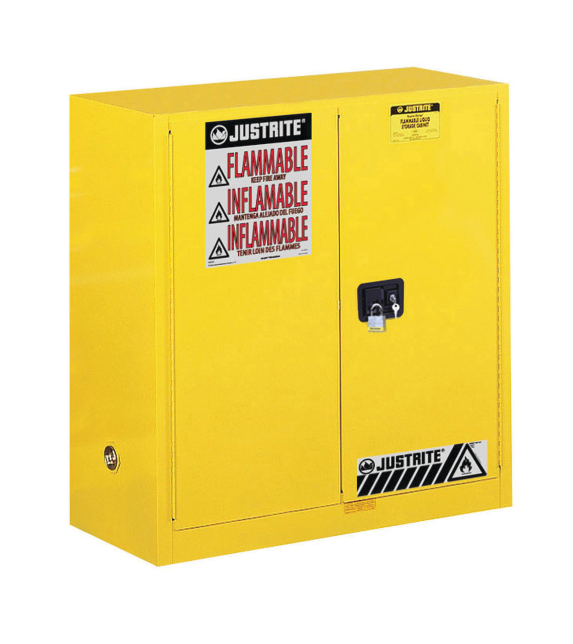 White Cap | Justrite Sure-Grip 30 Gal. Yellow Flammables Safety Cabinet ...