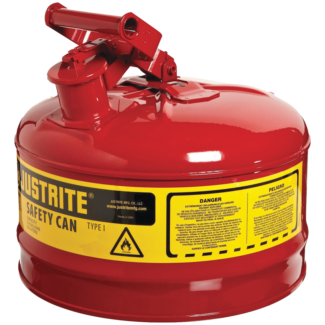 White Cap | Justrite 2.5 Gal. Type I Red Safety Gas Can