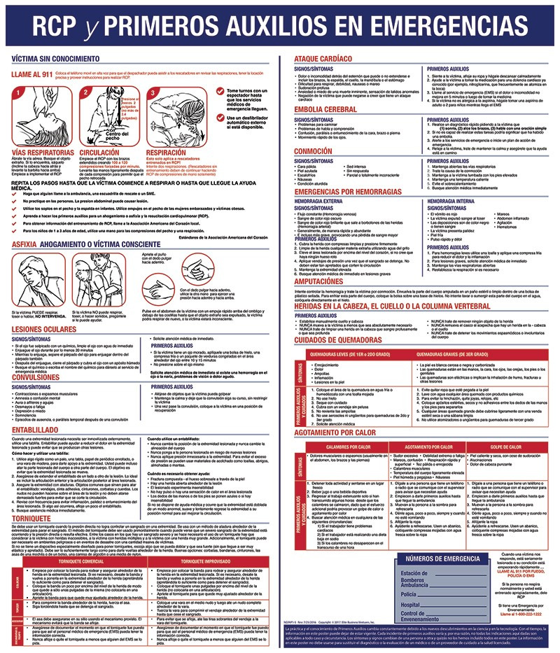 White Cap | Certified Safety First Aid Poster - Spanish