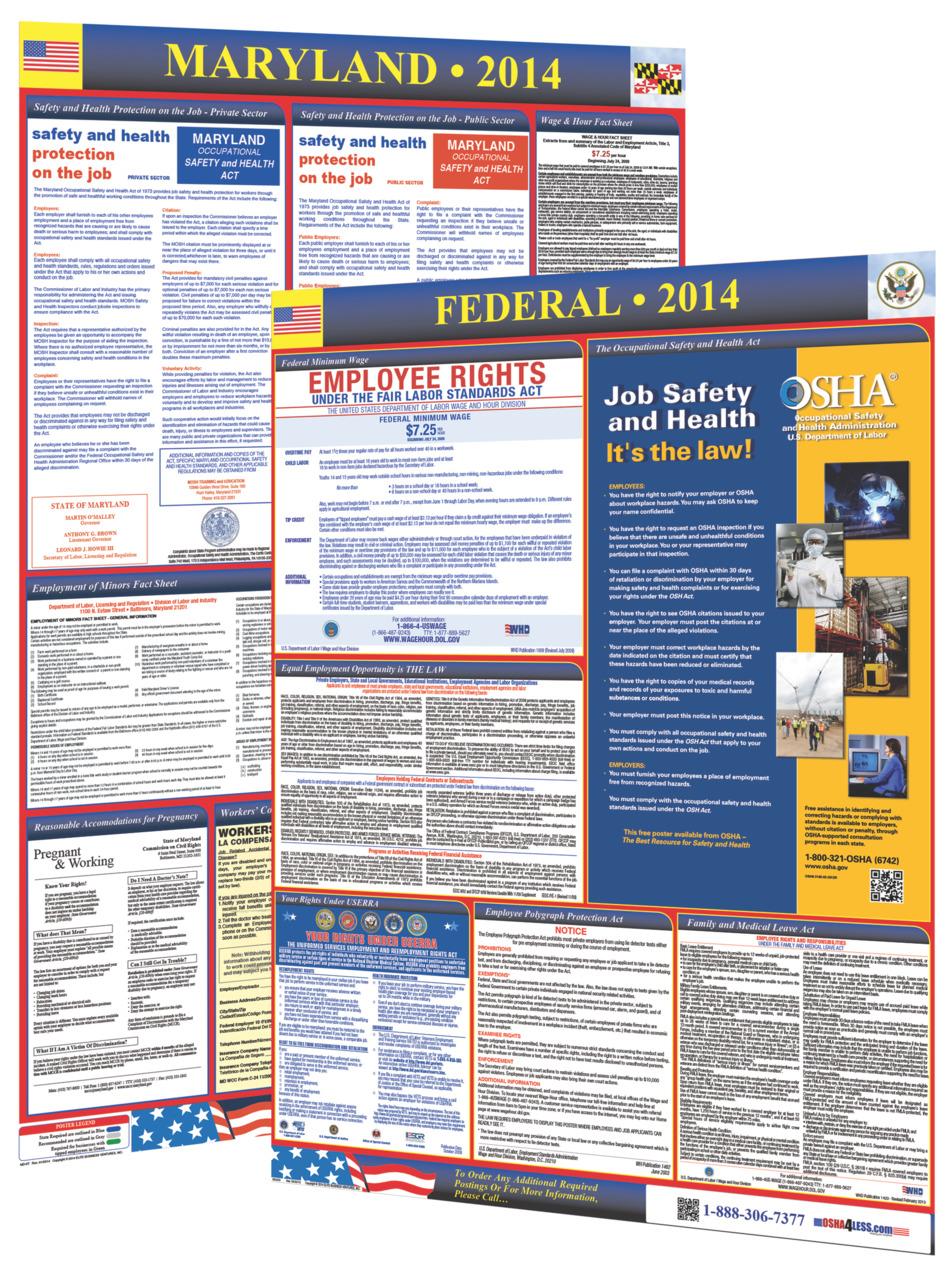 White Cap | JJ Keller 20 x 26" Maryland Labor Law State and Federal ...