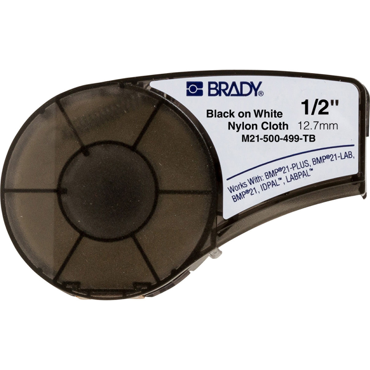 White Cap | Brady 1/2 in. White Nylon Cloth Label Cartridge For MP21 ...