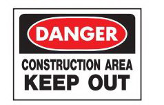 White Cap | HY-KO 10" x 14" Polyethylene DANGER CONSTRUCTION AREA KEEP ...