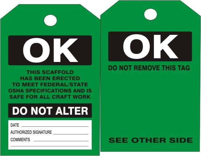 White Cap | Safehouse Signs 3 x 6" Vinyl OK Safety Tag (Pack of 25)
