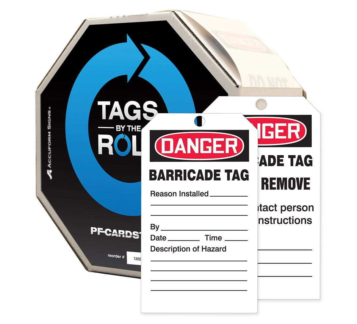 White Cap | Accuform Signs 3 x 6-1/4" PF-Cardstock DANGER BARRICADE TAG ...