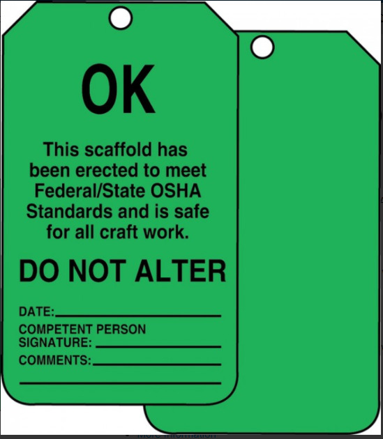 White Cap | Accuform Signs 5.75" x 3.25" Green-Scaffold Ok-Meets Fed ...