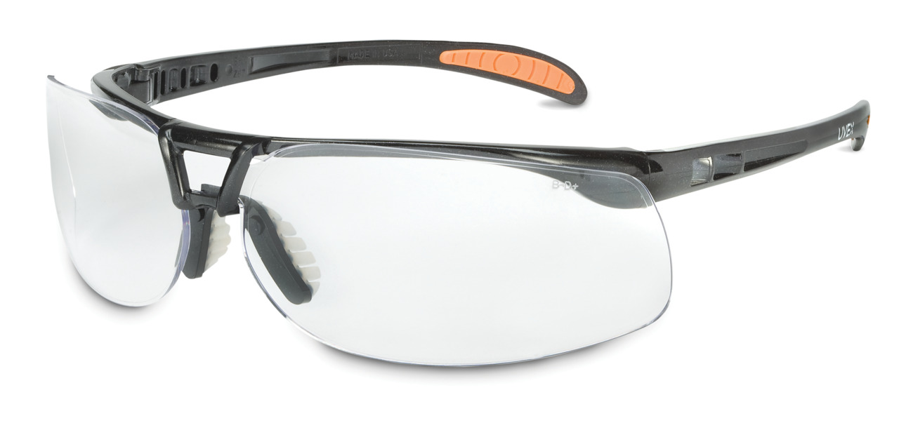 White Cap | Honeywell Uvex Protégé Clear Lens/Black Frame Safety Glasses