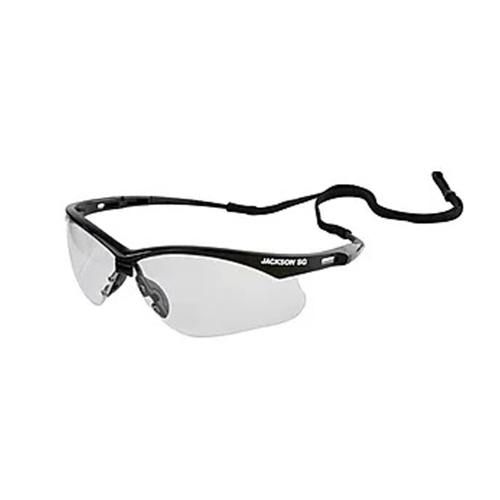 White Cap | Jackson Safety SG Safety Glasses with Black Frame and Clear ...