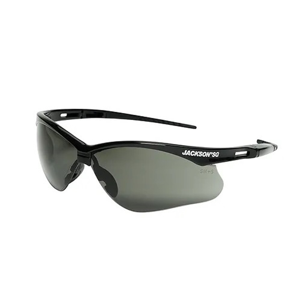 White Cap | Jackson Safety SG Safety Glasses with Black Frame and Smoke ...