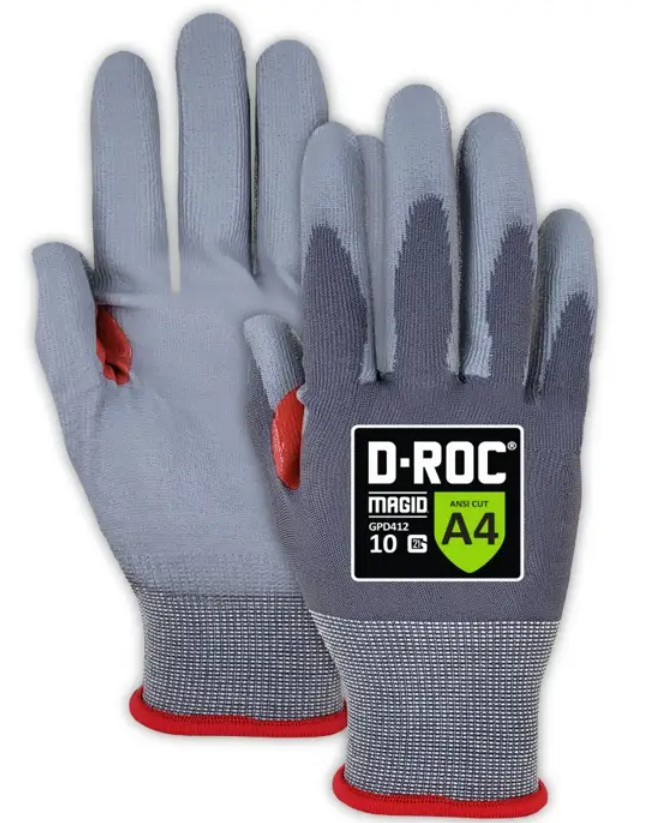 White Cap | Magid Glove D-ROC Large ANSI A4 21G Ultra-Thin Polyurethane ...