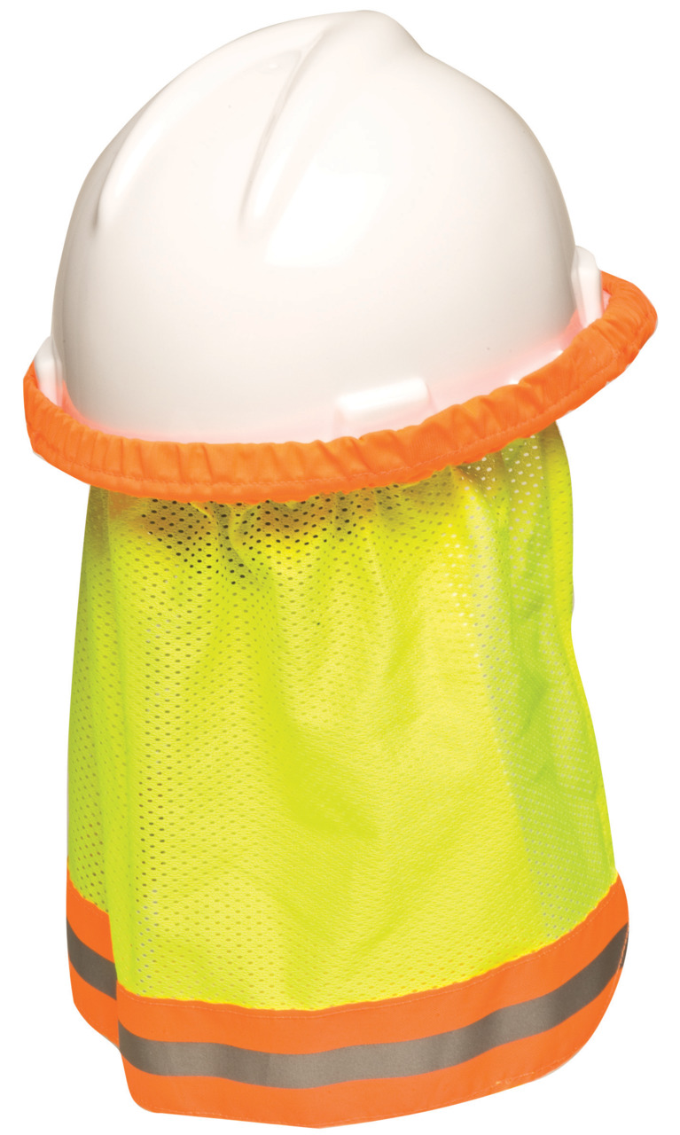White Cap | MSA SunShade Yellow/Green Nylon Hard Hat Protector