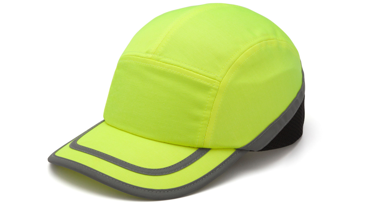 White Cap | Pyramex Hi-Vis Lime Baseball Bump Cap