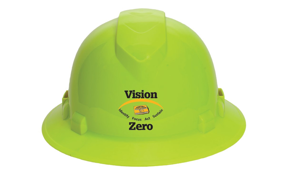White Cap | Pyramex Hi-Vis Lime Ridgeline Vented Full Brim Hard Hat ...