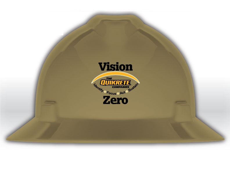 White Cap | MSA V-Gard Gold Ratchet Full Brim Hard Hat with Quikrete ...