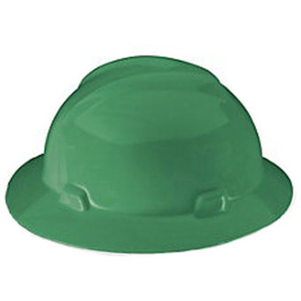 White Cap | MSA V-Gard Fas-Trac III 4-Point Ratchet Green Slotted Full ...