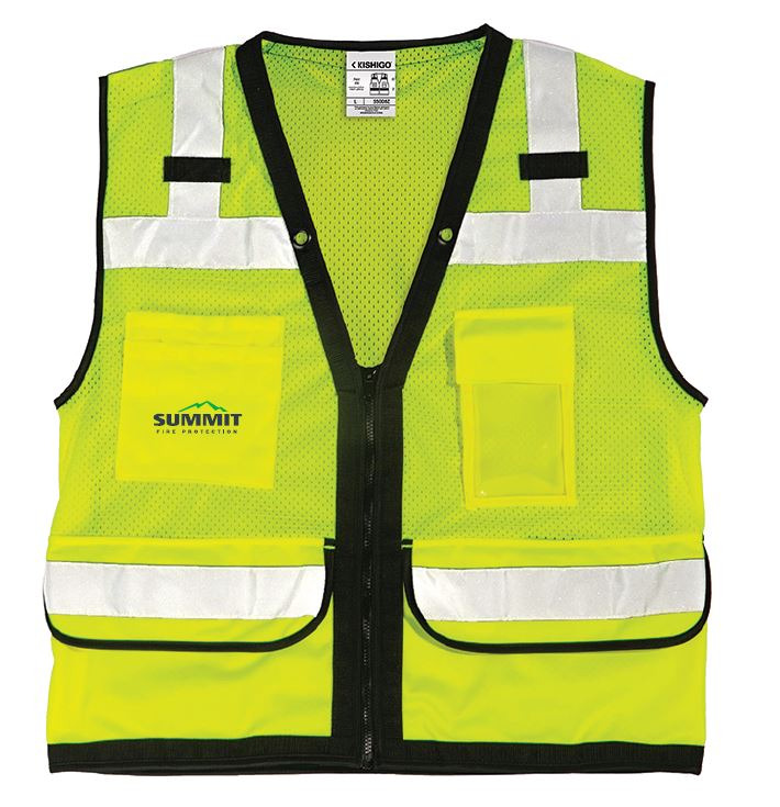 White Cap | Kishigo Large Lime Economy Surveyors Vest with Summit Fire ...