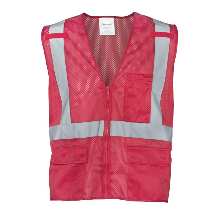 White Cap | 3X Red Riggers Economy Mesh Multi-Pocket Reflective Vest W ...