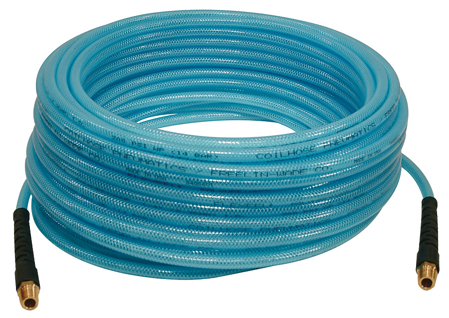 White Cap | Coilhose Pneumatics 1/4" x 100' 1/4" End Clear Blue Air Hose
