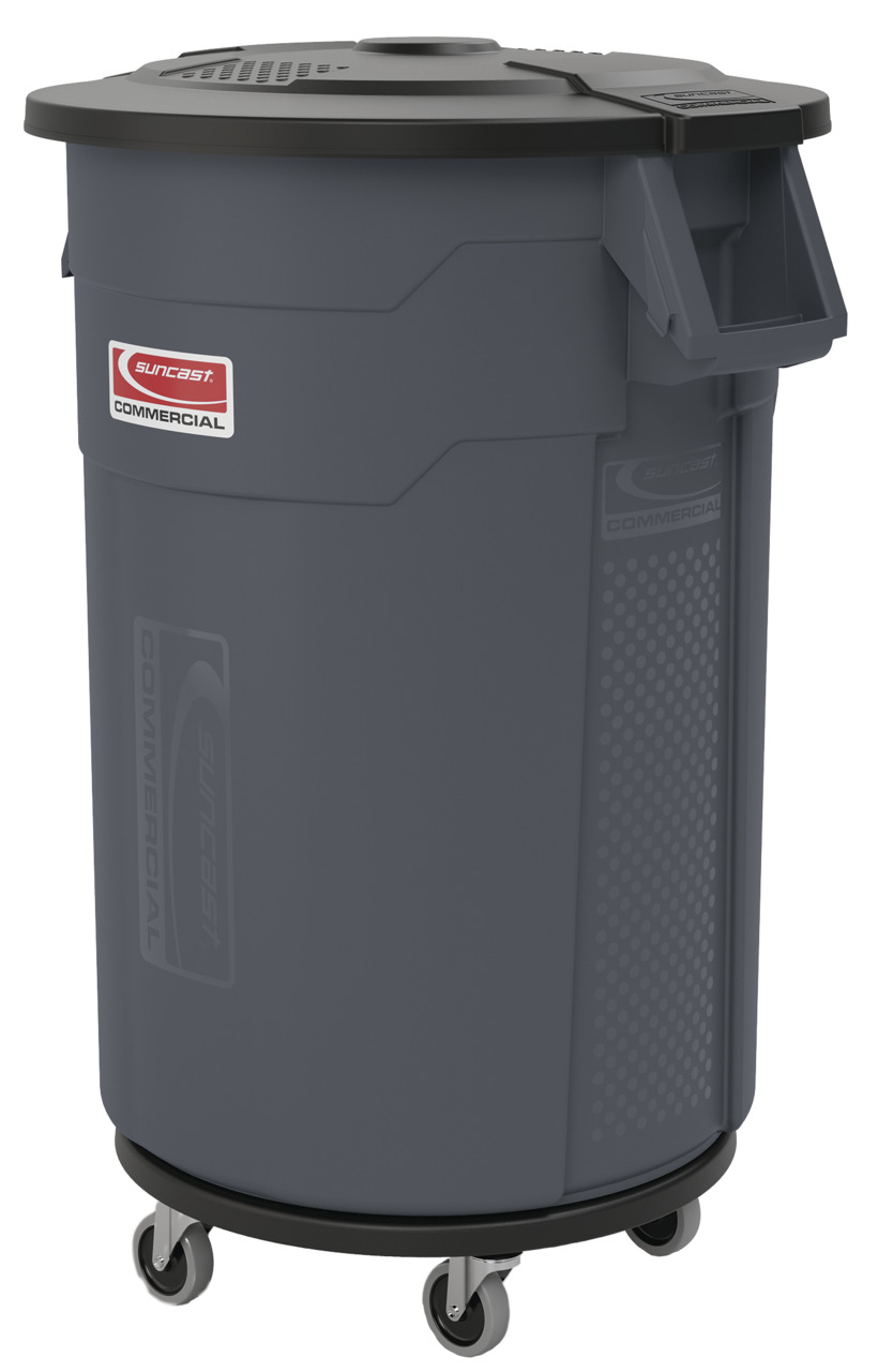 White Cap | 55Gal Injection Molded Utility Trash Can