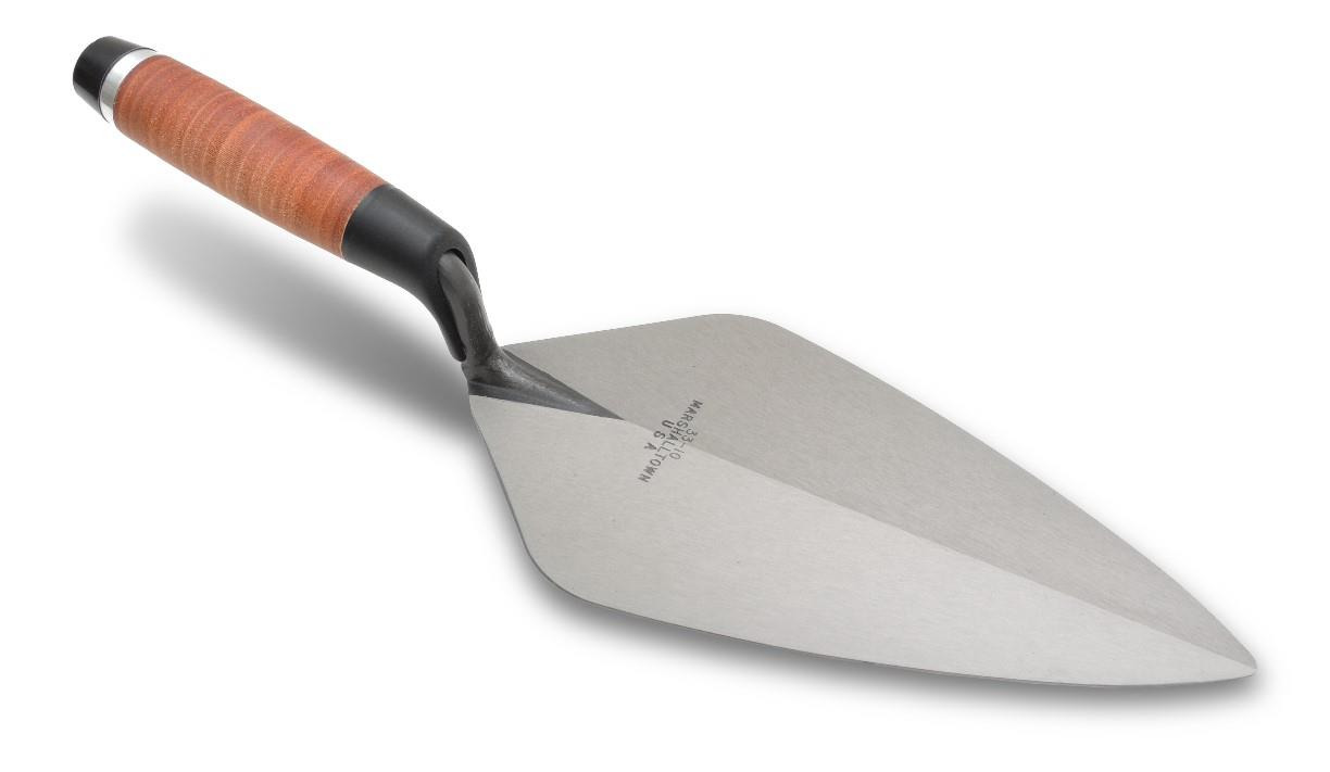 White Cap | MARSHALLTOWN 12" Brick Trowel London Pattern Leather Handle