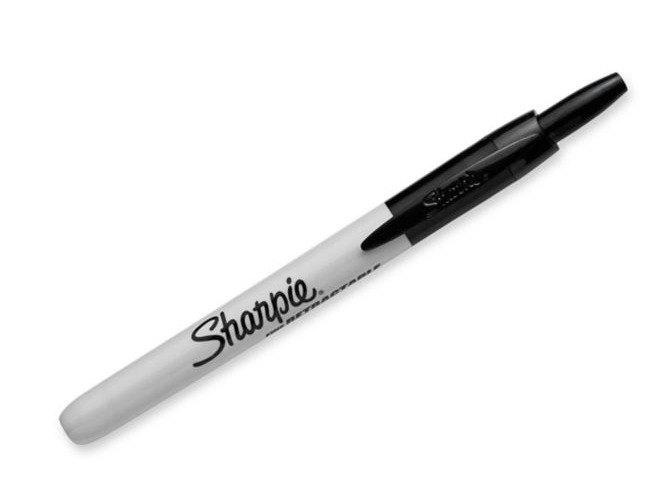White Cap | Sharpie Black Fine Retractable Marker