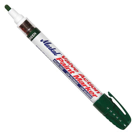 White Cap | Markal Green Valve Action Paint Marker