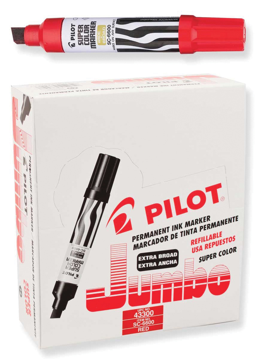 White Cap | Pilot Red Chisel Jumbo Permanent Marker