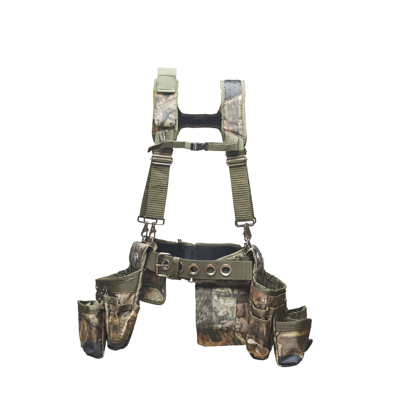 White Cap | Bucket Boss Mossy Oak Camo 27 Pocket 3 Framers Rig Bag