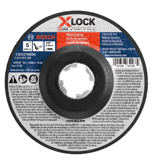 White Cap | Bosch 5In x .098In X-Lock Arbor Type 27A (Iso 42) 30Grit ...