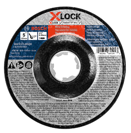 White Cap | Bosch 5" x 1/4" X-LOCK Arbor Type 27 30 Grit Metal Grinding ...