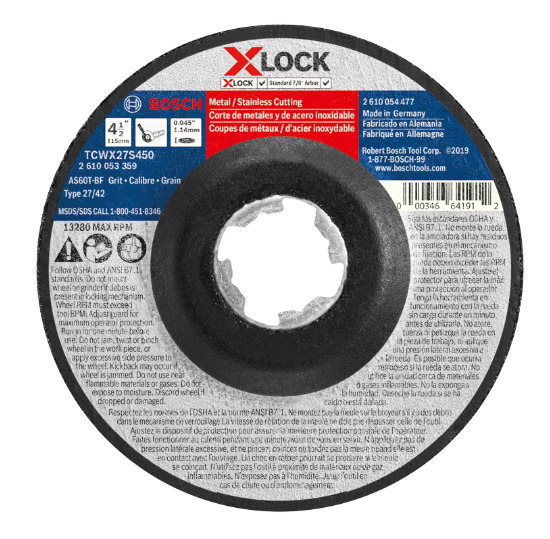 White Cap | Bosch 5" x .045" X-LOCK Arbor Type 1a (ISO 41) 60 Grit Fast ...