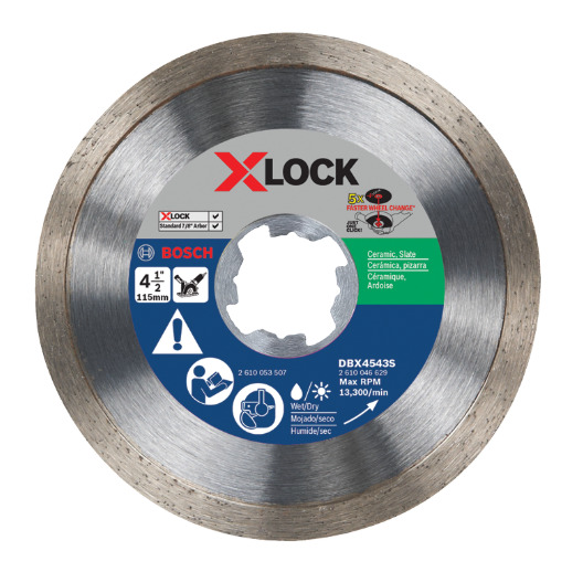 White Cap | Bosch 4 1/2" X-LOCK Continuous Rim Diamond Blade