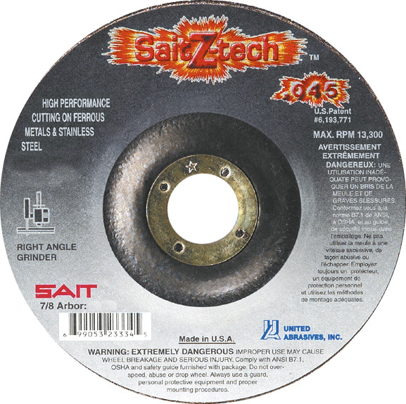 White Cap | Sait 7" x .045X7/8 Z-Tech 23337 Dt United Abrasives
