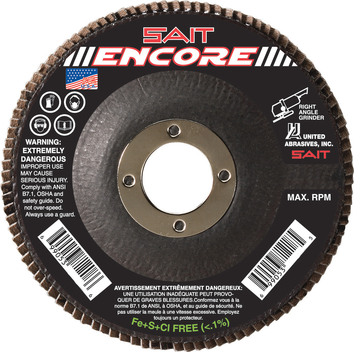 White Cap | United Abrasives Sait 4-1/2" 80G 7/8" Arbor Flap Wheel