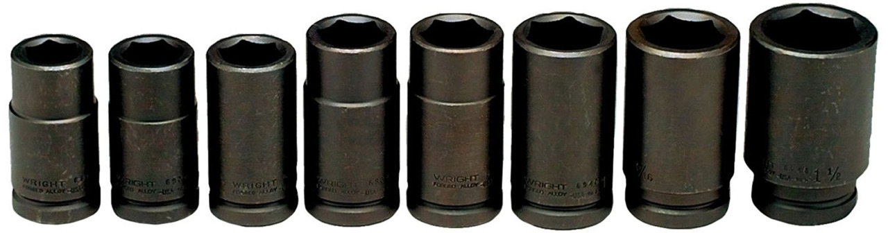 White Cap | Wright Tool 8 Piece 3/4" Dr 6Pt Deep Impact Socket Set