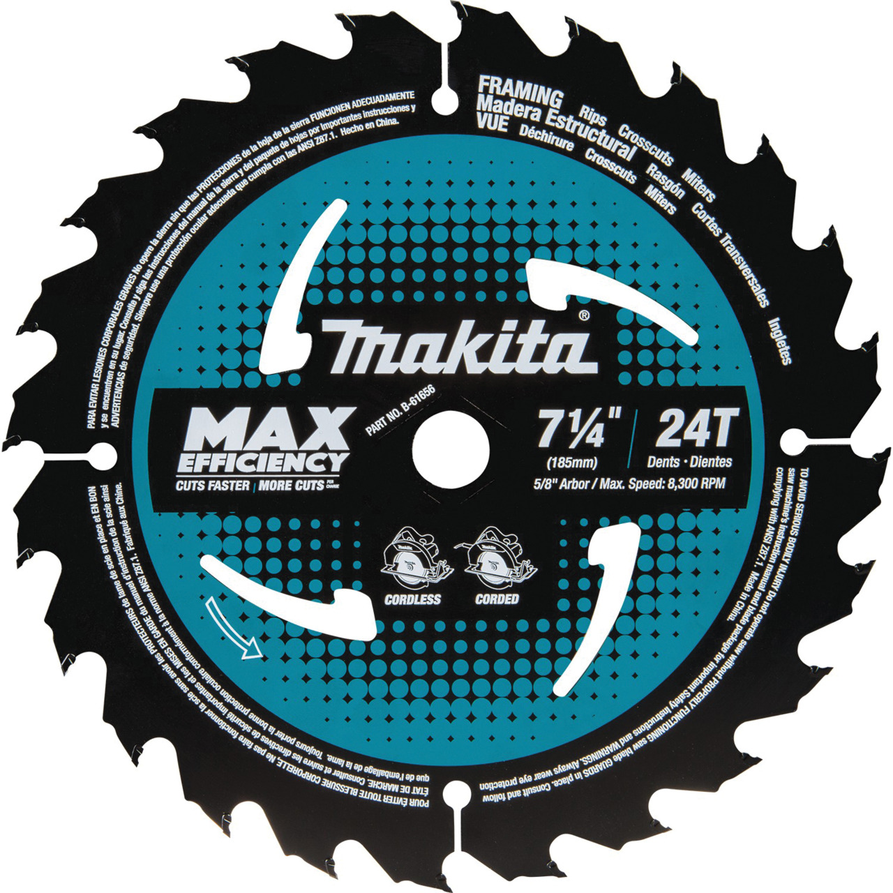 White Cap | 7-1/4" 24T Carbide-Tipped Max Efficiency Circular Saw Blade ...