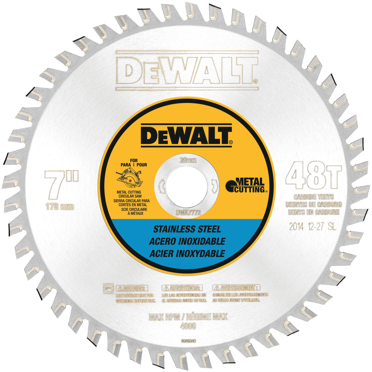 White Cap | DEWALT 14" 90T Ss Metal Cutting Blade 1" Arbor