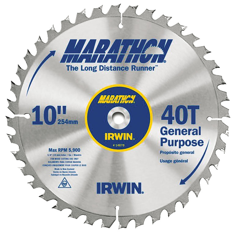 White Cap | Irwin 10" 40T 5/8" Arbor Carbide Marathon Blade